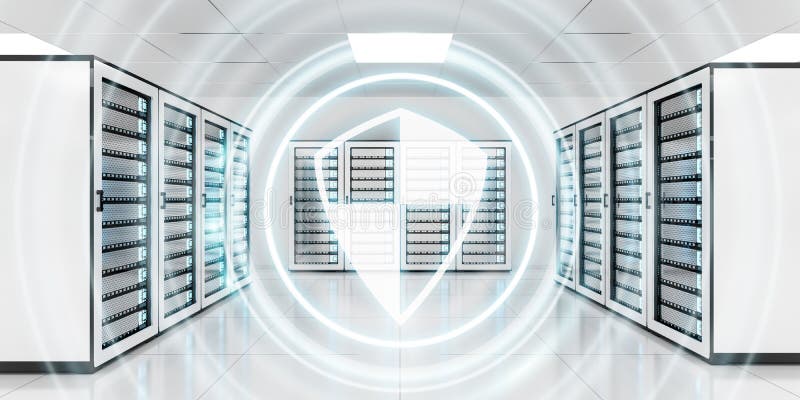 Firewall Activated on Server Room Data Center 3D Rendering Stock ...