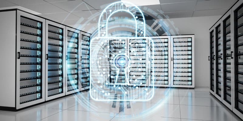 Firewall Activated on Server Room Data Center 3D Rendering Stock ...