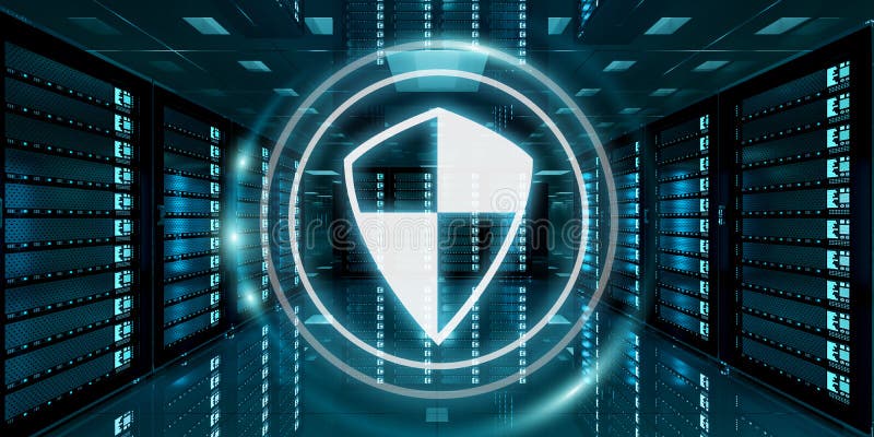 Firewall Activated on Server Room Data Center 3D Rendering Stock ...