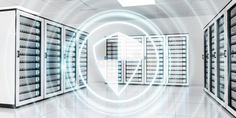 Firewall Activated on Server Room Data Center 3D Rendering Stock ...