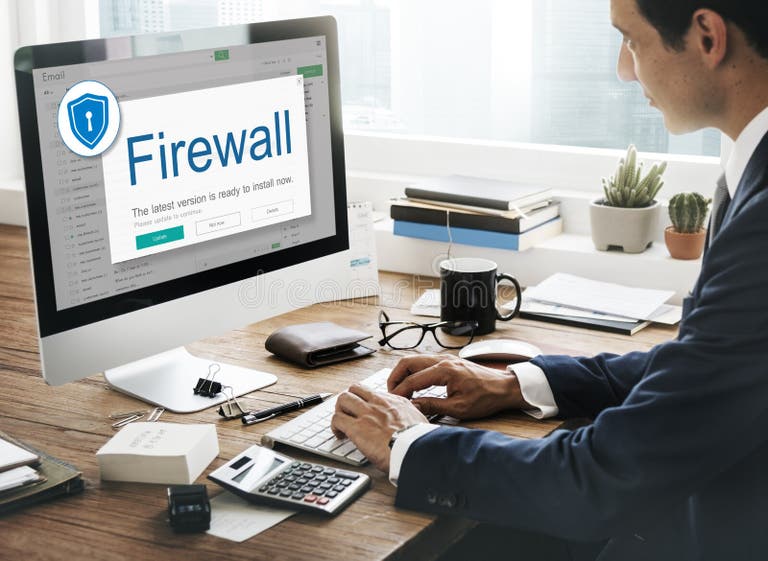 Firewall Antivirus Alert Protection Security Caution Concept Stock ...