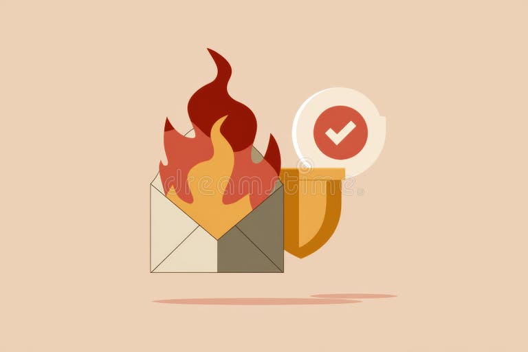 Firewall Blocking Friendly Messages with Flames and a Checkmark Icon ...