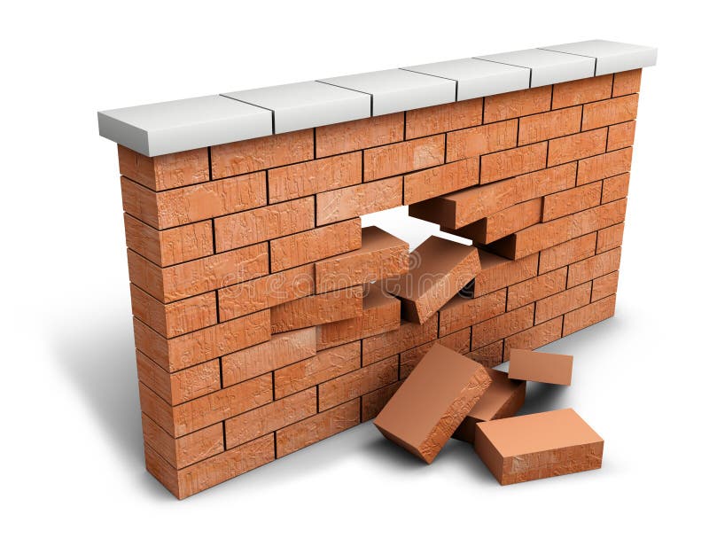 Firewall breach concept stock illustration. Illustration of isolated ...