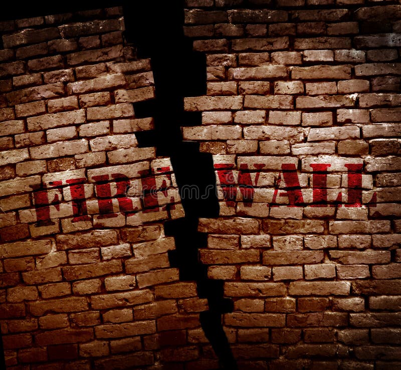 Firewall breach concept stock illustration. Illustration of isolated ...