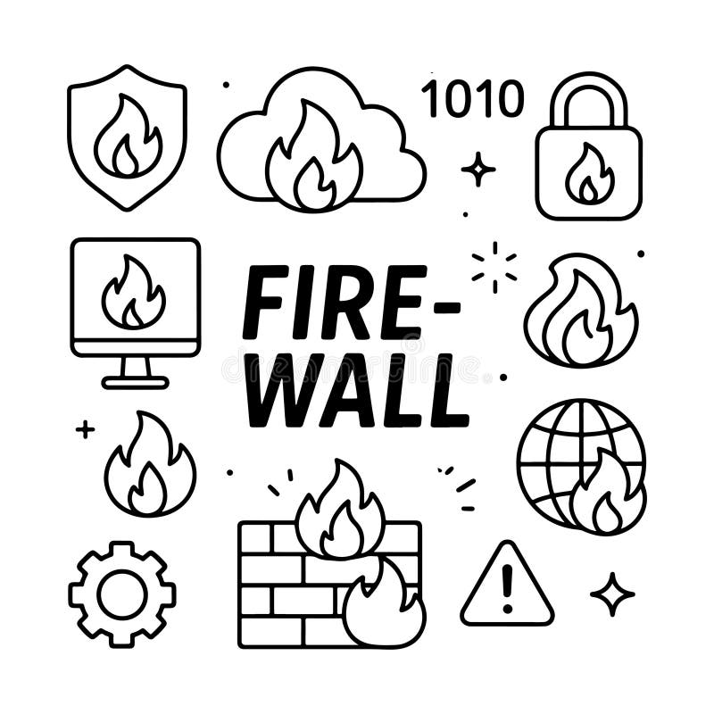 Firewall Concept Line Art Illustration Stock Illustration ...