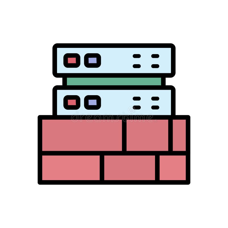 Firewall Cyber Attack Icon. Simple Color with Outline Vector Elements ...