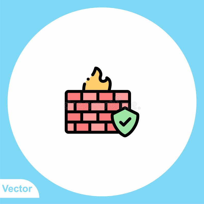 Firewall Flat Vector Icon Sign Symbol Stock Illustration - Illustration ...