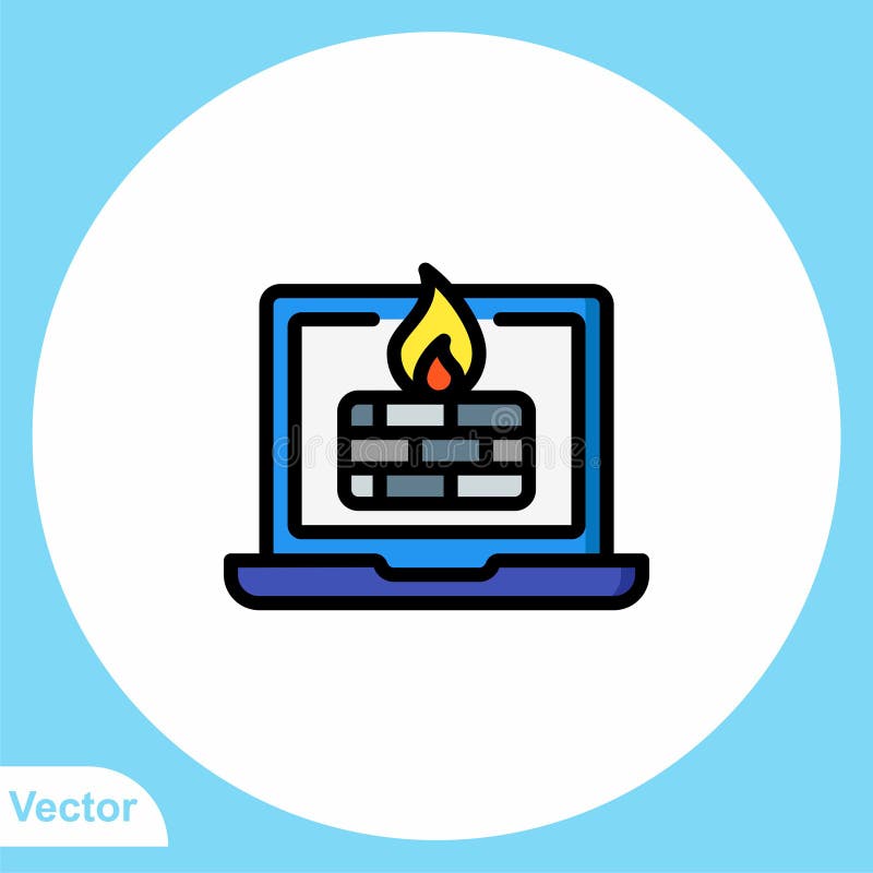 Firewall Flat Vector Icon Sign Symbol Stock Illustration - Illustration ...