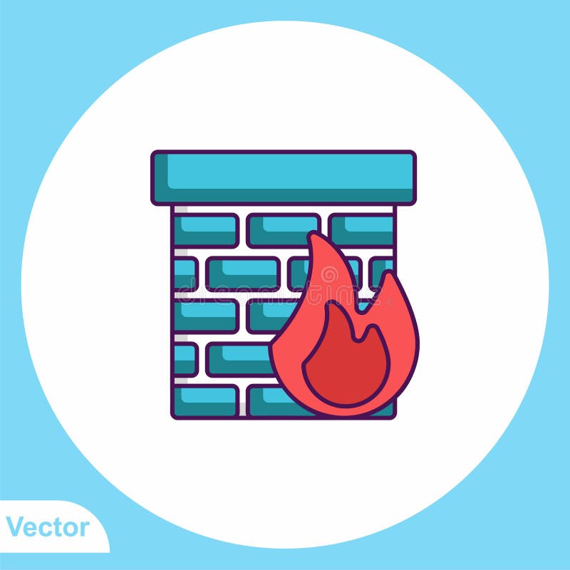 Firewall Flat Vector Icon Sign Symbol Stock Illustration - Illustration ...