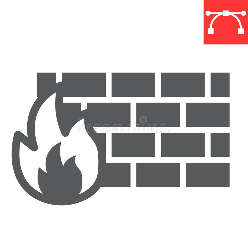 Firewall Glyph Icon, Security and Protection, Flame Sign Vector ...