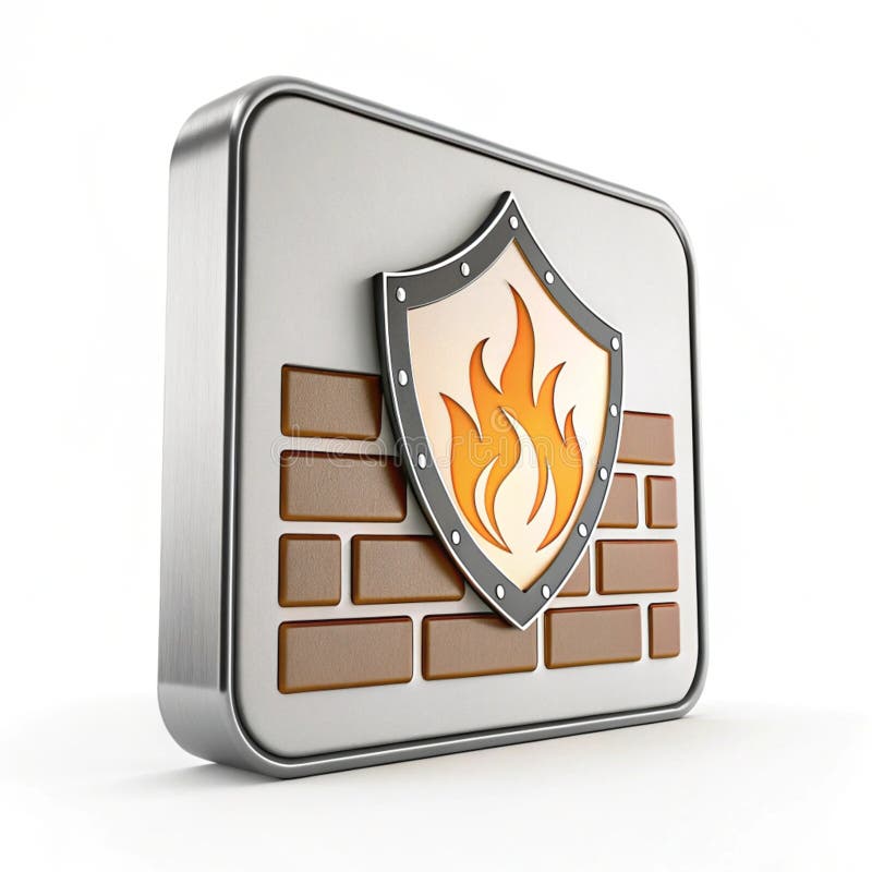 Firewall Icon with Burning Flame Stock Illustration - Illustration of ...