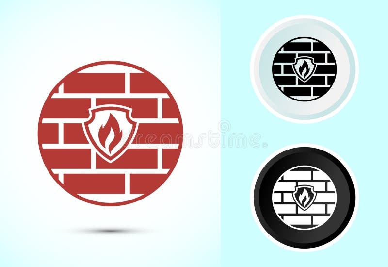 Firewall Icon Design Illustration. Brick Wall and Fire Icon, Internet ...