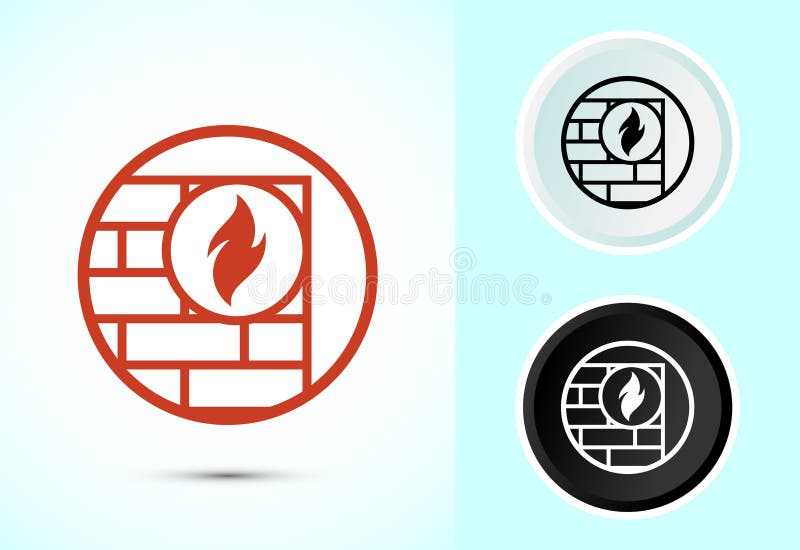 Firewall Icon Design Illustration. Brick Wall and Fire Icon, Internet ...