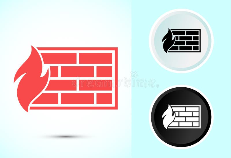 Firewall Icon Design Illustration. Brick Wall and Fire Icon, Internet ...