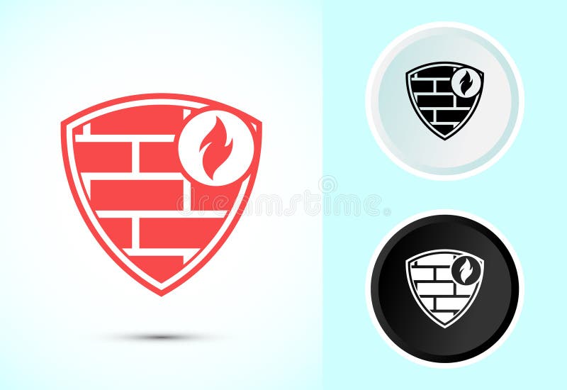 Firewall Icon Design Illustration. Brick Wall and Fire Icon, Internet ...