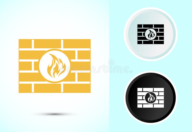 Firewall Icon Design Illustration. Brick Wall and Fire Icon, Internet ...