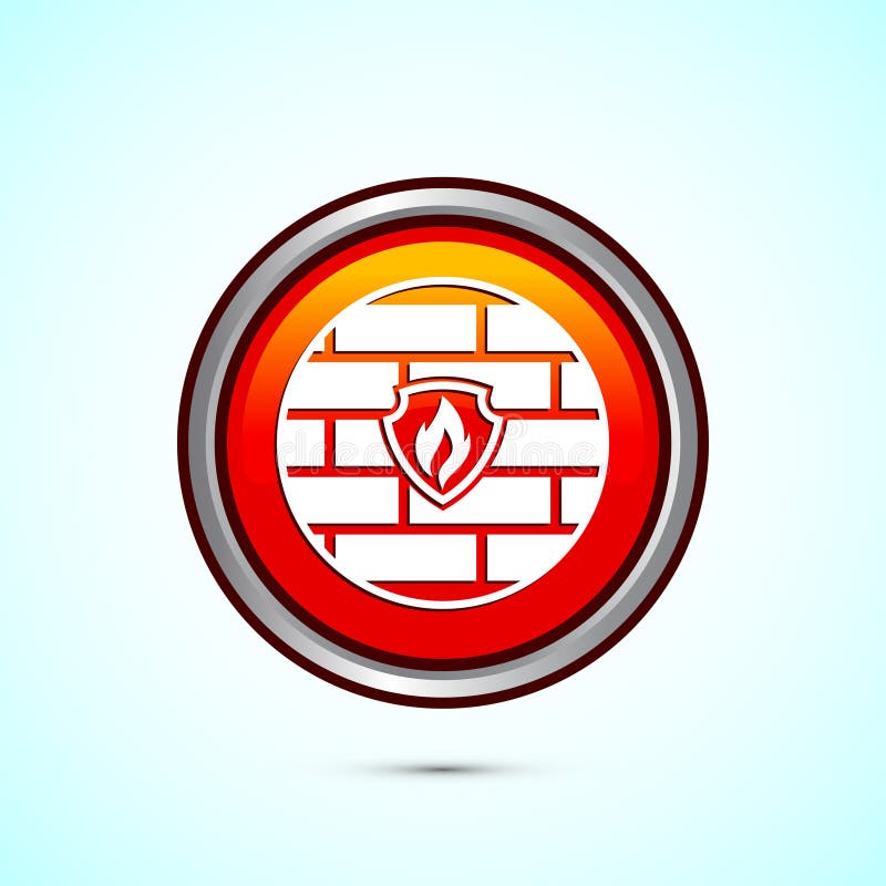 Firewall Icon Design Illustration. Brick Wall and Fire Icon, Internet ...