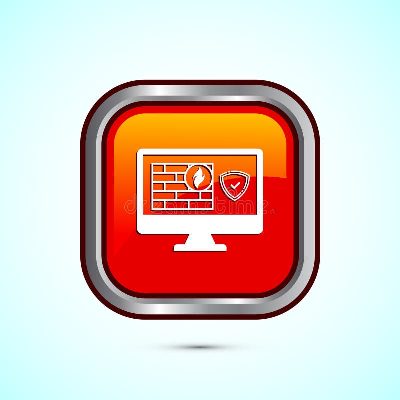 Firewall Icon Design Illustration. Brick Wall and Fire Icon, Internet ...