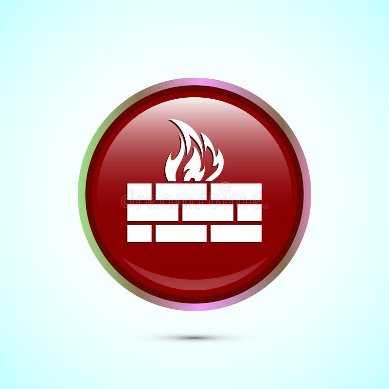 Firewall Icon Design Illustration. Brick Wall and Fire Icon, Internet ...