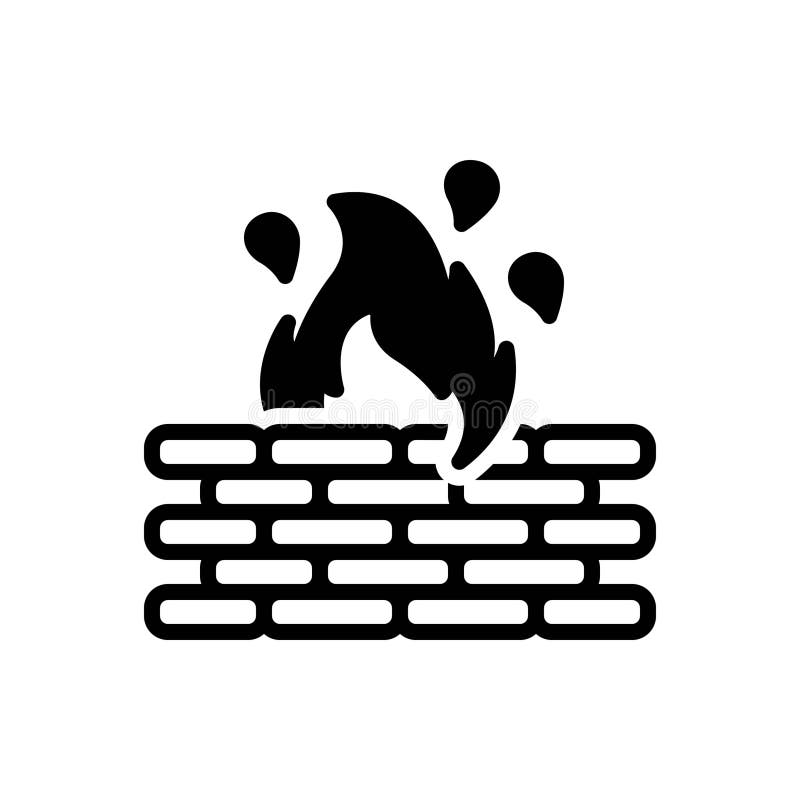 Black Solid Icon for Firewall, Fire and Risk Stock Illustration ...