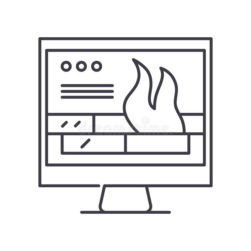 Firewall Icon, Black Vector Sign with Editable Strokes, Concept ...