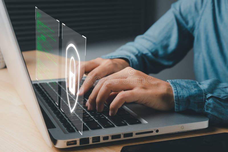 Firewall and Internet Security Concept, Person Typing on Computer ...