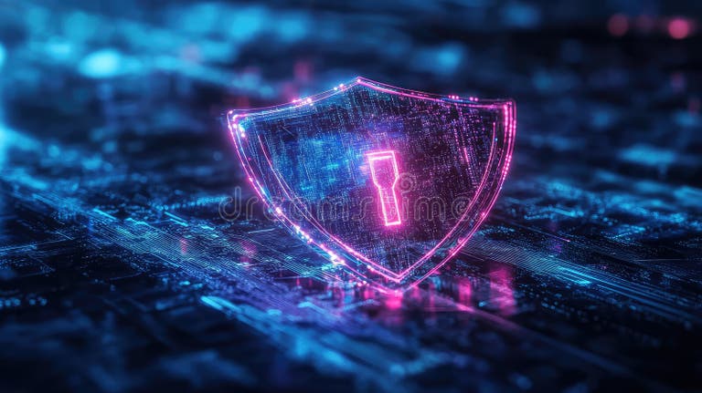 Firewall Lighting Up Cybersecurity Shield Stock Illustration ...