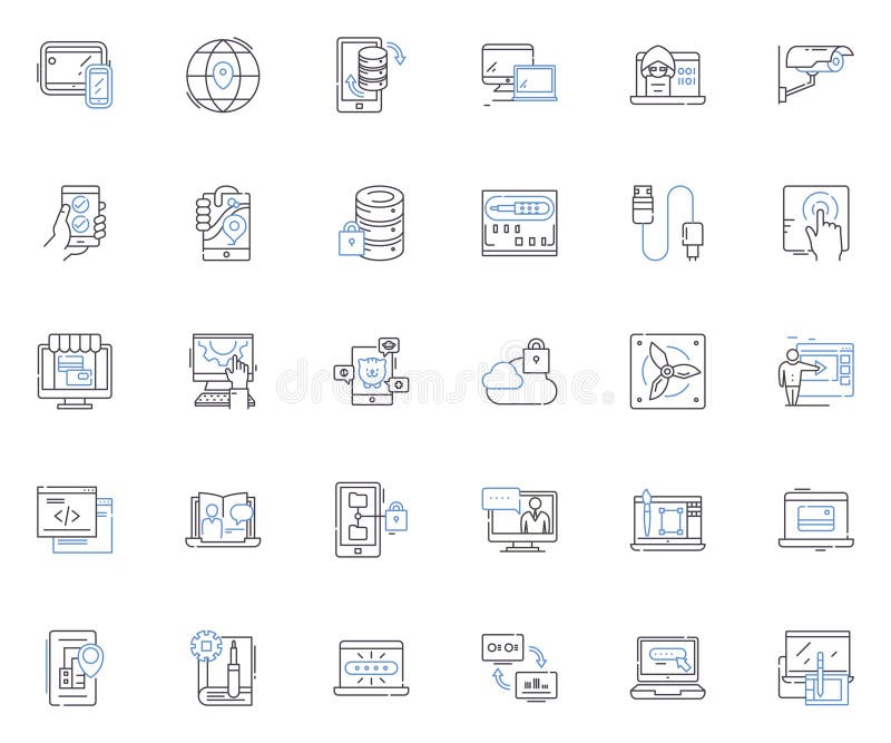 Firewall Line Icons Collection. Security, Protection, Nerk, Access ...