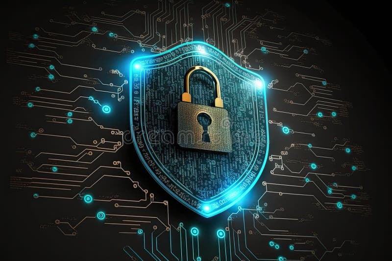 Firewall Padlock Protecting Data Stock Illustration - Illustration of ...