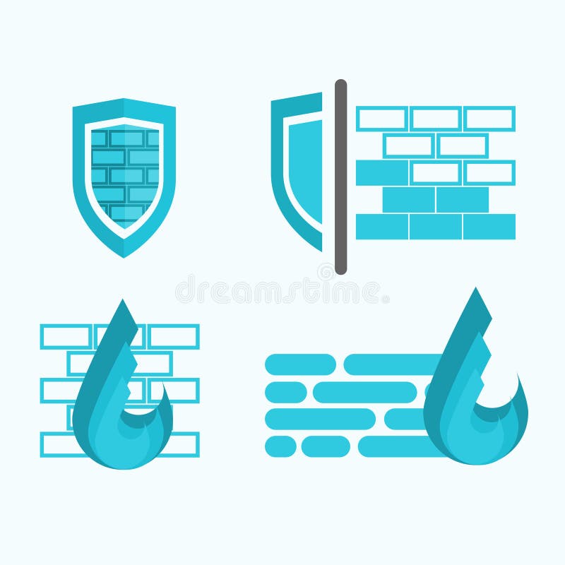 Firewall and Protection Symbols Stock Vector - Illustration of safety ...