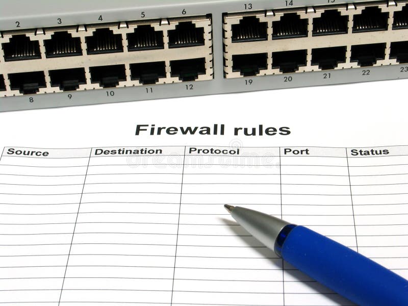 Firewall rules stock image. Image of blue, connector, switch - 3332229