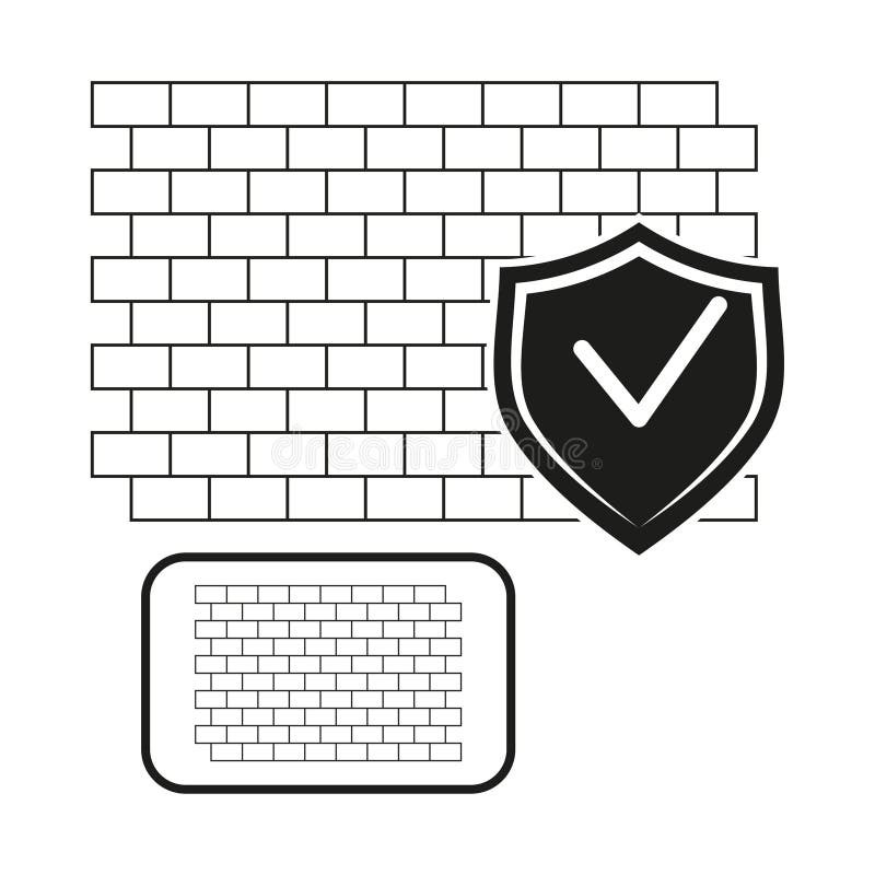 Firewall Security Check Icon with Brick Wall. Vector Illustration. EPS ...