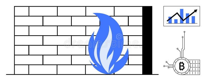Firewall Security Concept with Blockchain and Market Growth Chart Stock ...