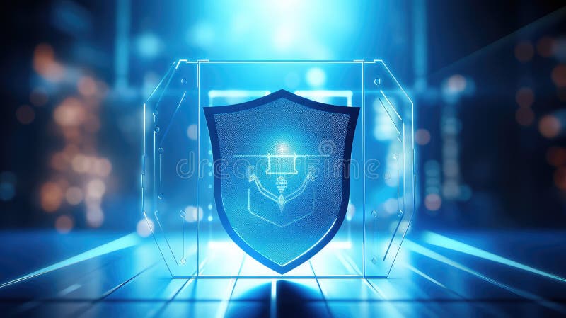 Firewall Security Shield Blue Stock Illustration - Illustration of ...