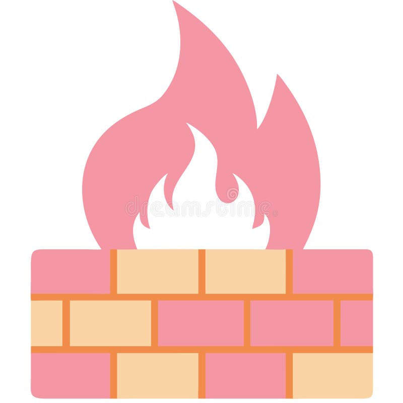 Firewall Security Vector with Brick Wall and Flames Illustration Stock ...