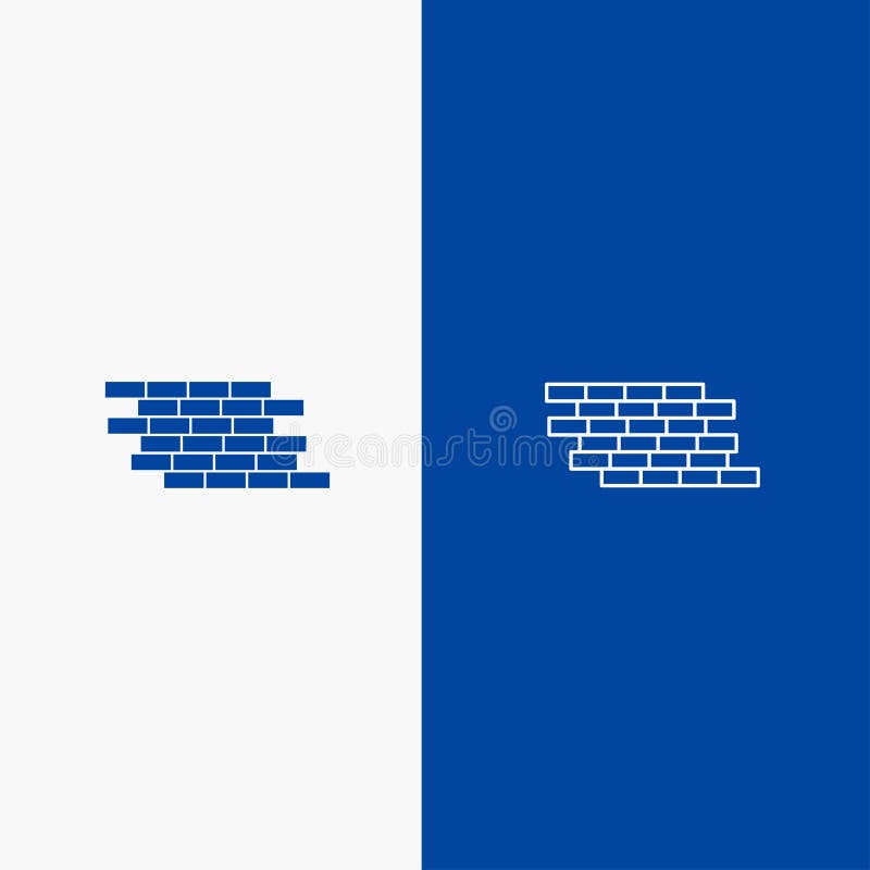 Firewall, Security, Wall, Brick, Bricks Line and Glyph Solid Icon Blue ...