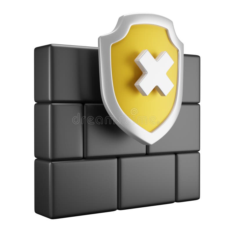 Firewall and Shield with Cross Icon, Digital Protection Stock ...