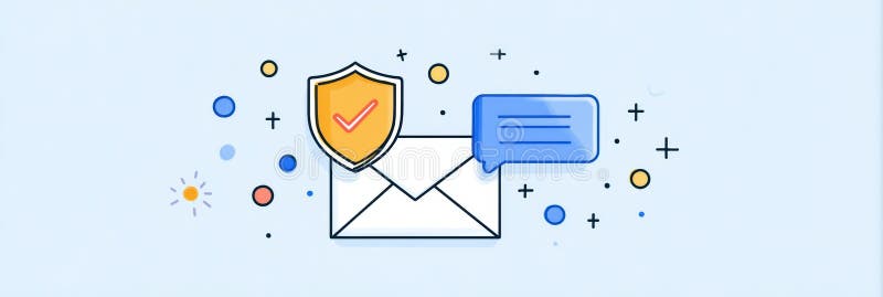Firewall Stops Friendly Messages with a Shield Symbol and Envelop ...