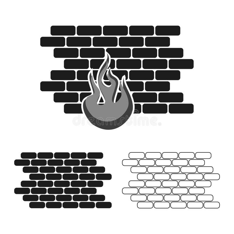 Firewall Symbol Icon. Brick Wall with Flame. Security Protection ...