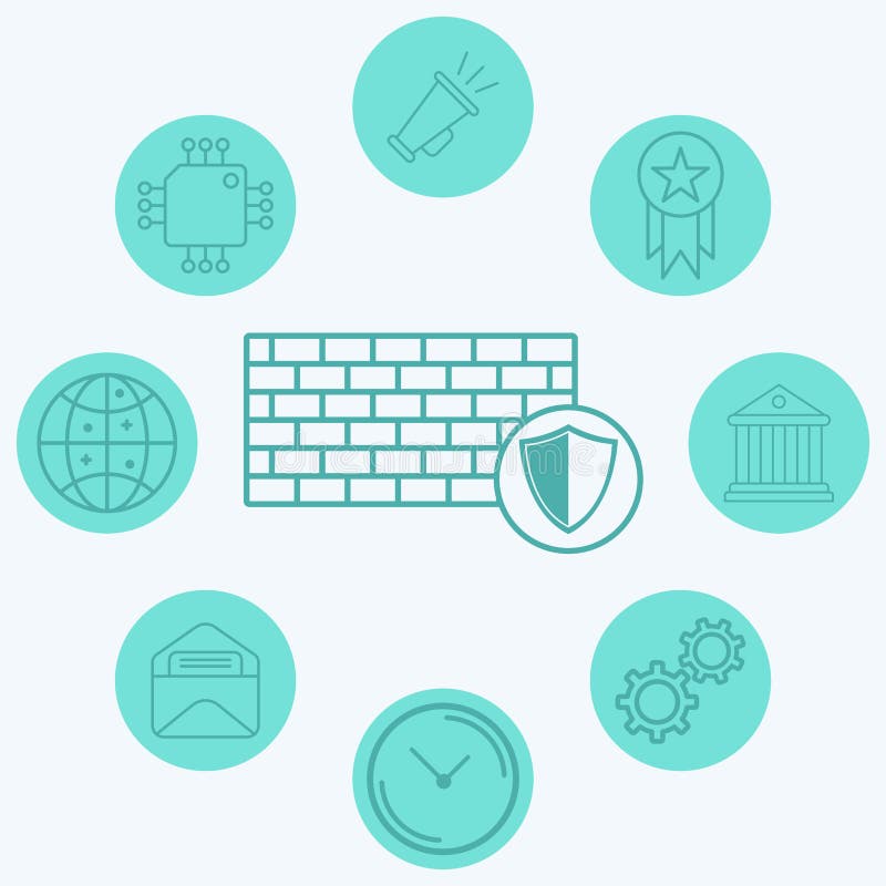Firewall Vector Icon Sign Symbol Stock Illustration - Illustration of ...