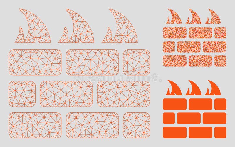 Firewall Vector Mesh 2D Model and Triangle Mosaic Icon Stock Vector ...