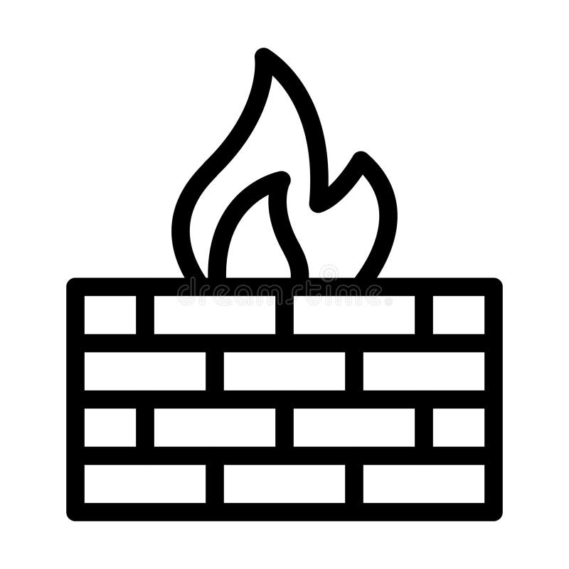 Firewall Vector Thick Line Icon for Personal and Commercial Use Stock ...