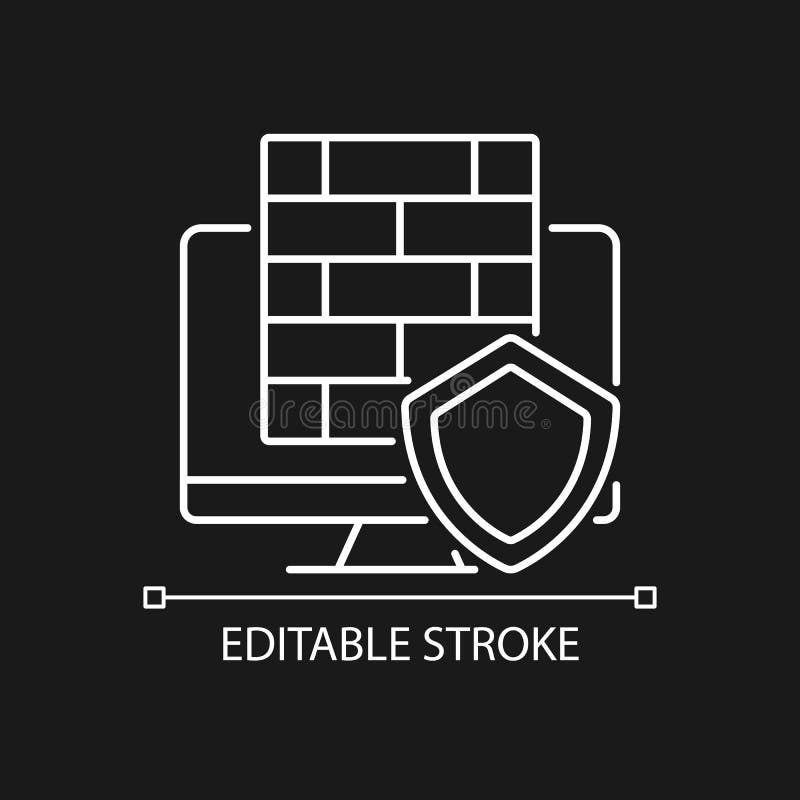 Firewall White Linear Icon for Dark Theme Stock Vector - Illustration ...