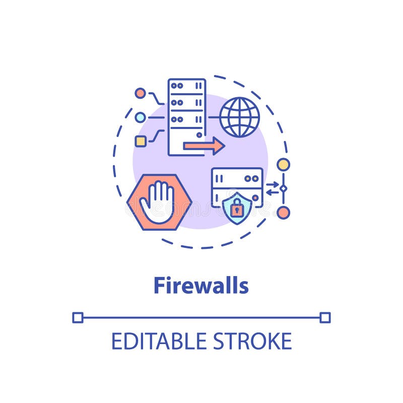 Firewalls concept icon stock vector. Illustration of line - 196122298
