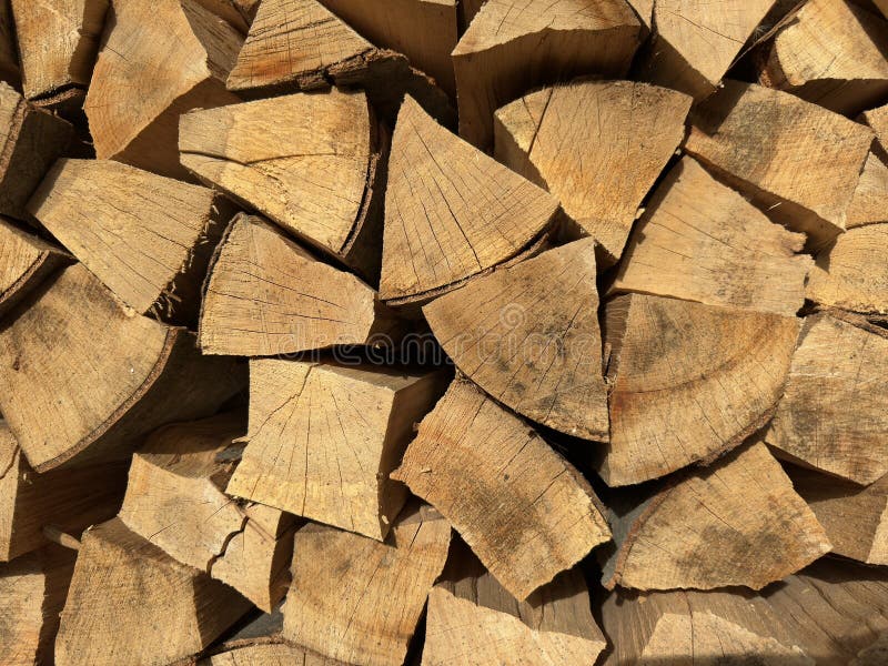 Split Red Oak Logs in a Firewood Pile Stock Photo - Image of winter ...
