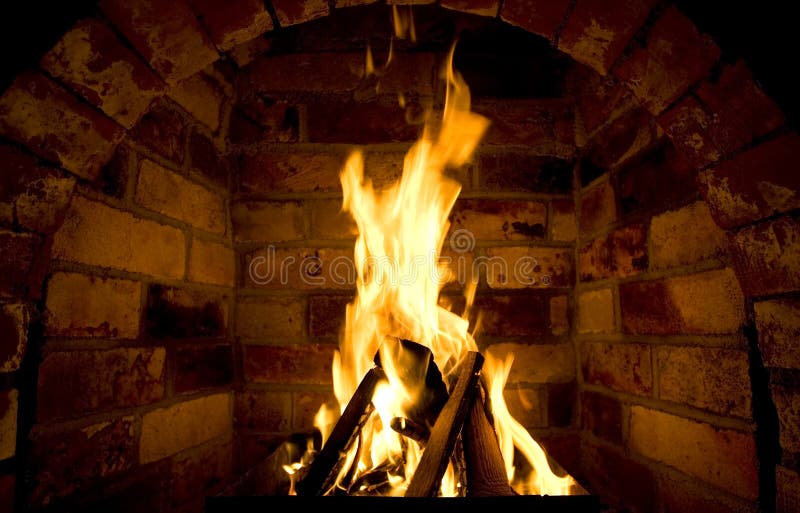 Firewood Burn in Furnace Bricks Stock Photo - Image of yellow, orange ...