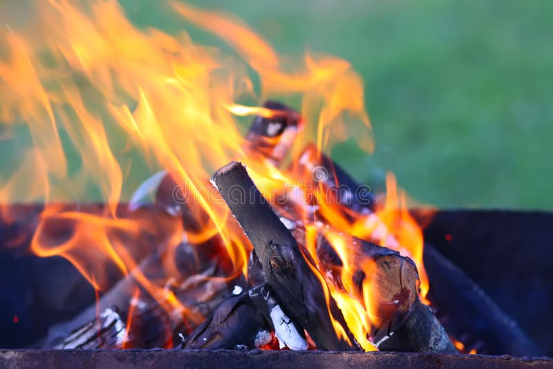 Firewood Burning in a Brazier Outdoors Stock Image - Image of smoke ...