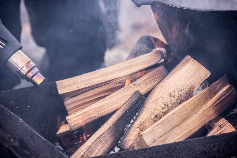 Firewood Burning in Brazier Stock Photo - Image of nature, coal: 110834598