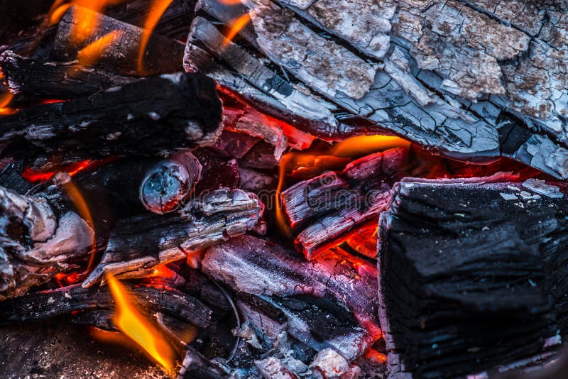 Firewood Burning in the Fire. Smoldering Ash of the Hearth Stock Photo ...