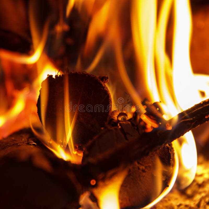 Firewood Burns Brightly in Fireplace Stock Photo - Image of blaze ...